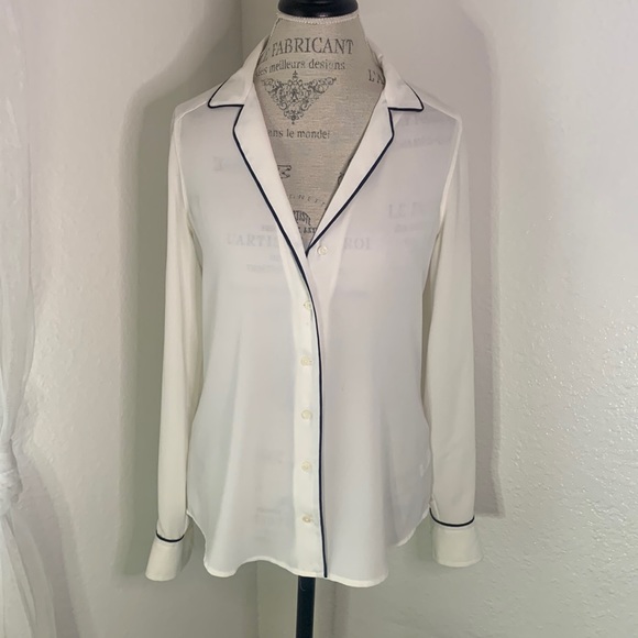 Express | Tops | Express Sheer Off White Button Down Blouse | Poshmark